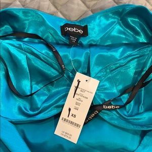 bebe | Tops | Bebe Blue Pleated Chiffon Halter Top | Poshmark